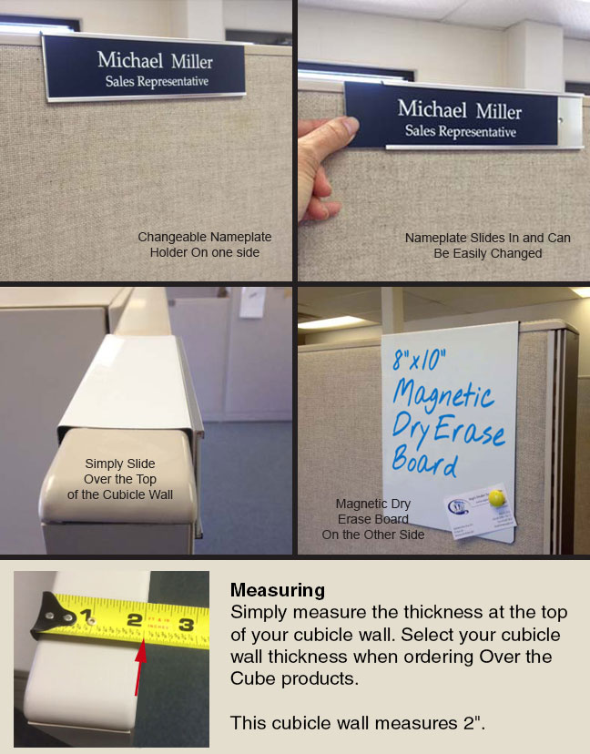Combo Cubicle Nameplate Holder & Whiteboard